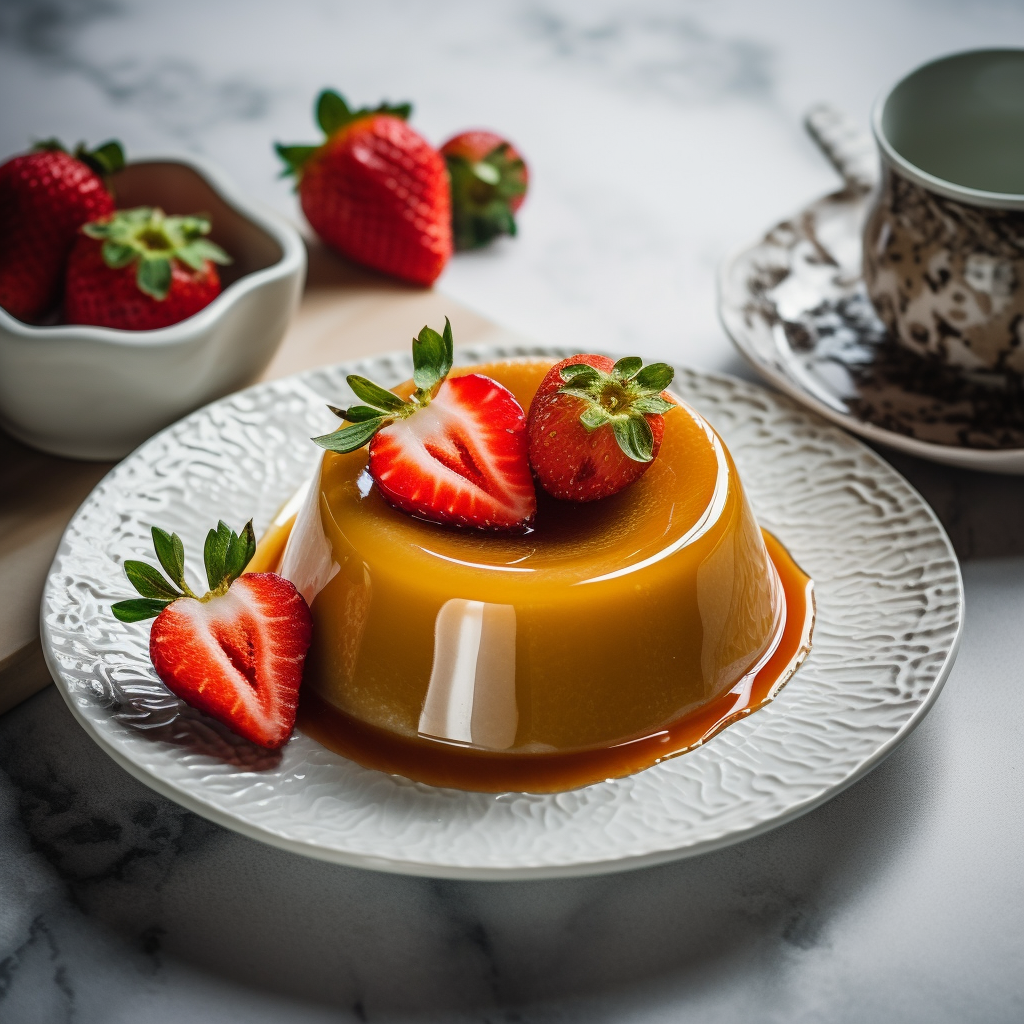 Velvety Chinese Steamed Flan With Strawberry Garnish | Kerry Cooks