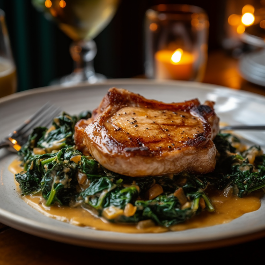 Pork Chops With Cider And Wilted Spinach | Kerry Cooks
